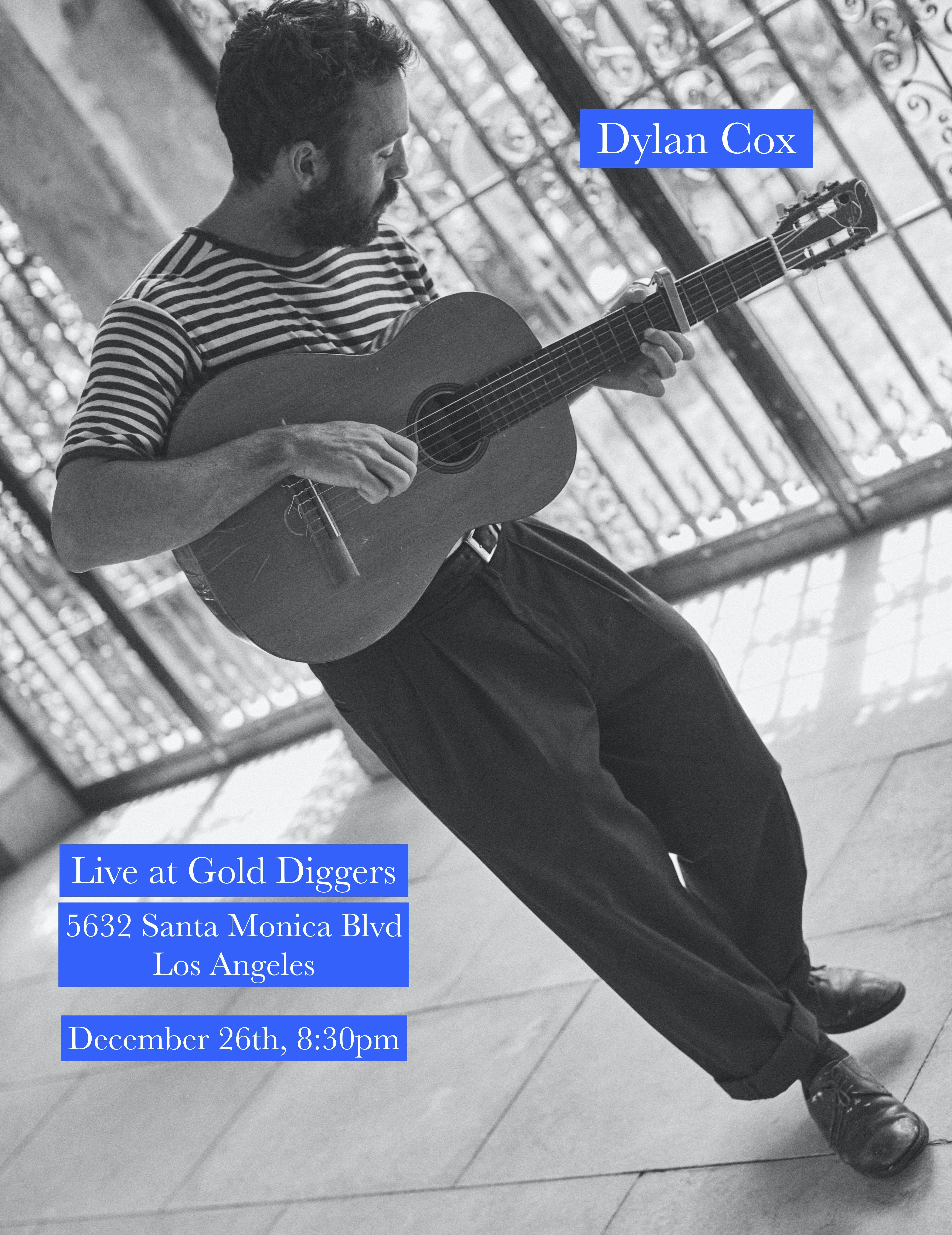 Dylan Cox (solo performance) at Gold Diggers - Tuesday, Dec 26 2023 ...