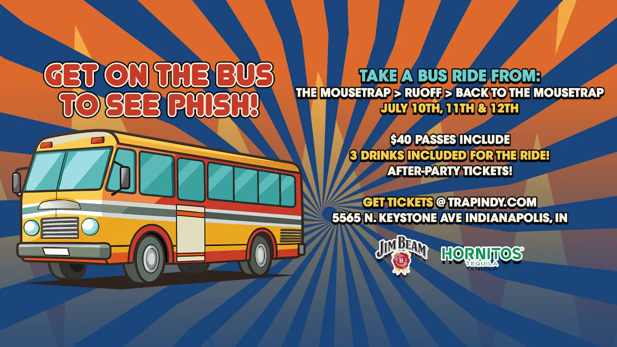 Sunday - Luxury Bus to Phish + Beverages & Bluegrass Jam at Mousetrap ...